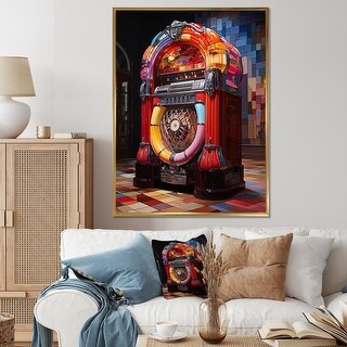 Designart "Jukeboxes Nostalgic Melodies II" Jukeboxes Framed Wall Art ...