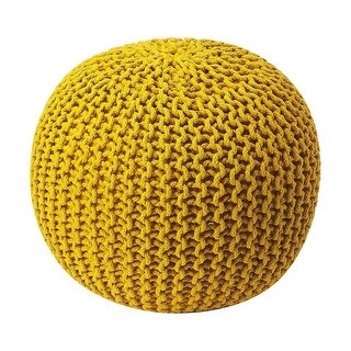 Modern Accent Round Woven Pouffe - Yellow - Bed Bath & Beyond - 28976140