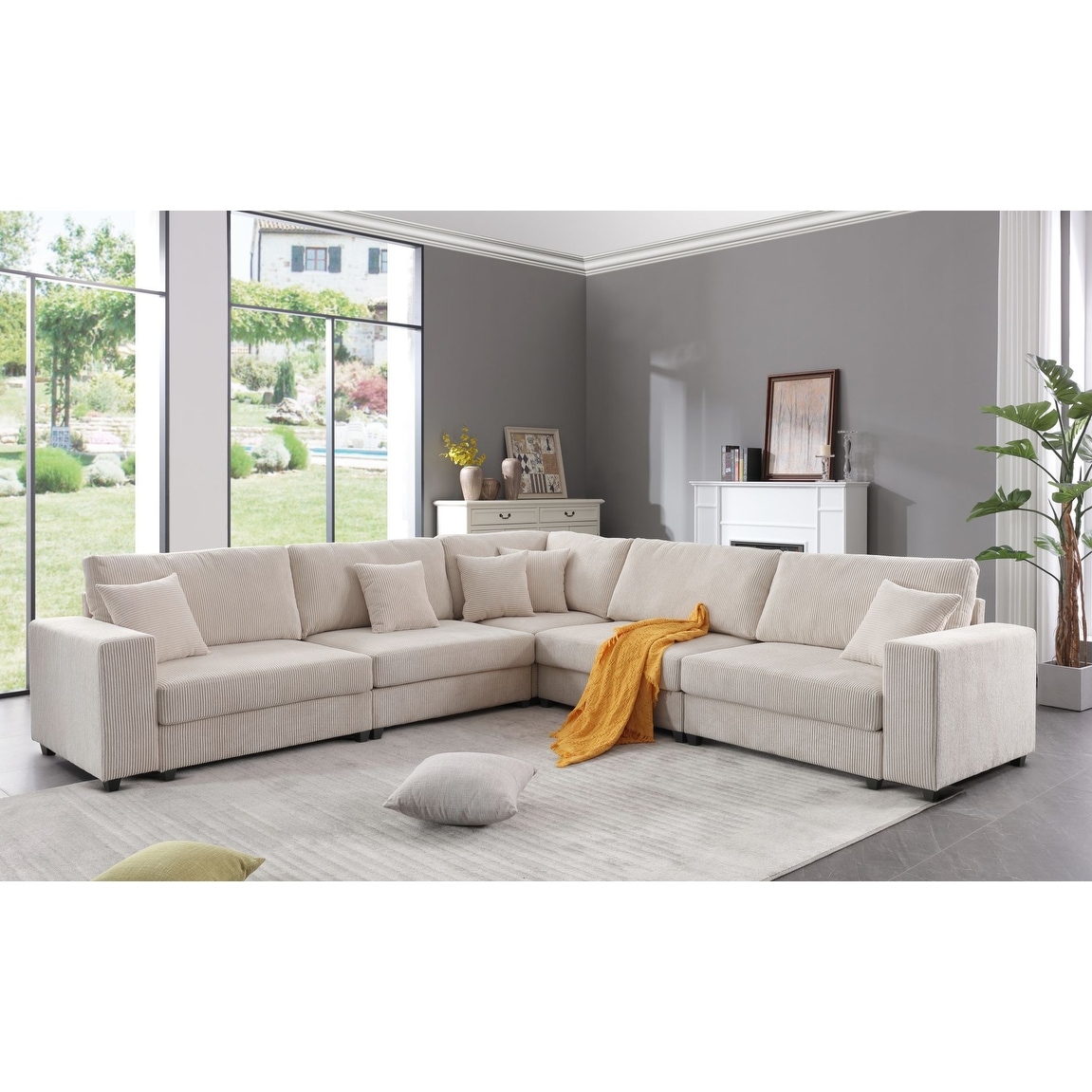 L-Shape Sectional Sofa Set Oversized Modular Sofa 5-seat Couch - Bed Bath & Beyond - 39475600