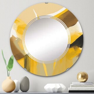 Designart 'Mustard Yellow Retro I' Printed Abstract Liquid Ink Wall ...