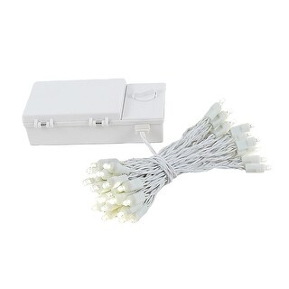 50 Light LED Battery Christmas Mini Light Set, White Wire, 18' Long ...