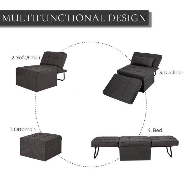 Multi-Function Convertible Ottoman Sofa Bed with Adjustable Backrest ...