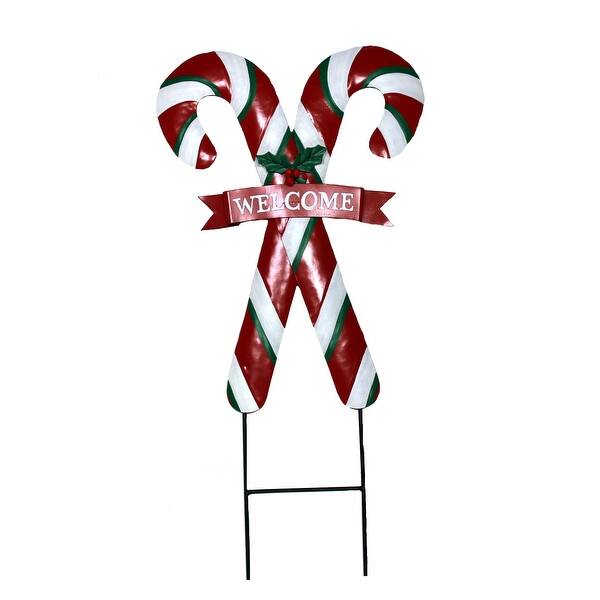 27" Metal Welcome Candy Cane Garden Stake - Multicolor - Bed Bath ...