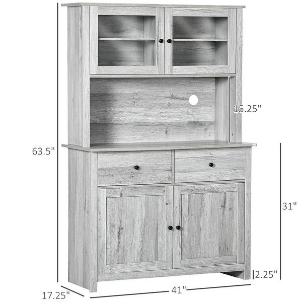 Glass Doors Kitchen Buffet with Hutch and Drawers - Bed Bath & Beyond ...