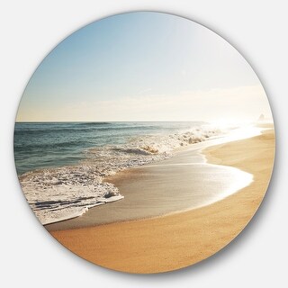 Designart 'Bright Yellow Beach with Birds' Seashore Circle Wall Art ...