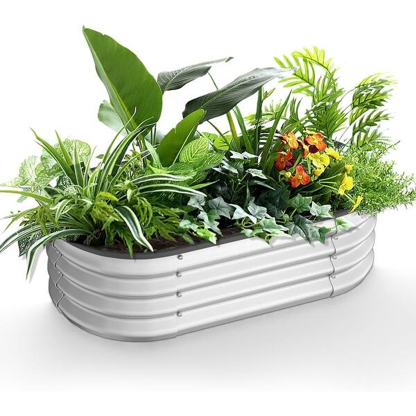 48x24x12 inches Outdoor Oval Large Metal Galvanized Raised Garden Bed ...