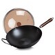 Carbon Steel Wok Pan,12.59" Woks and Stir Fry Pans with Glass Lid ...