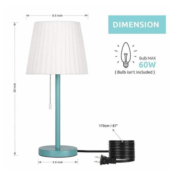 Set of 2 Modern Bedside Lamps Blue Table Lamp Pull Chain Switch - 5.9 ...