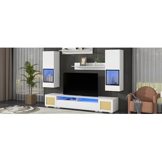 7 Pieces Floating TV Console Table - Bed Bath & Beyond - 37385058