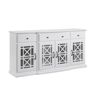 Classic Fretwork Detailed Glass-Door Sideboard - White - Bed Bath ...