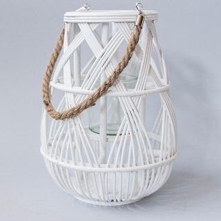 Wood With Open Weave Look And Rope Handle Lantern - Bed Bath & Beyond ...