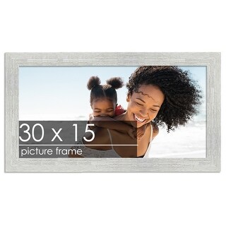 30x15 Distressed/Aged White Washed Complete Wood Picture Frame with UV ...