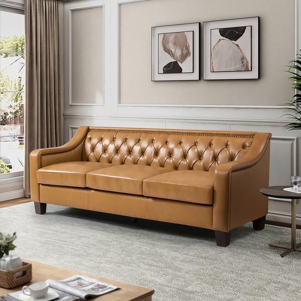 tufted leather sofa