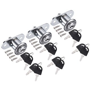 23mm Drawer Locks, 3 Pack Zinc Alloy Chrome Finish Drawer Door Lock ...