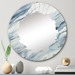 Designart "Blue Whirlwind I" Abstract Shapes Modern Wall Mirror - Bed ...