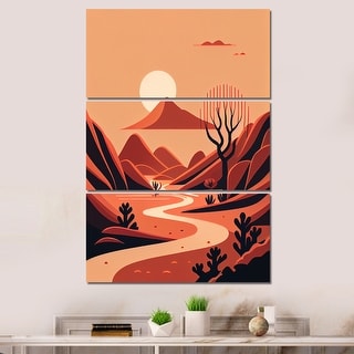 Designart "Full Moon Over Terra Cotta Mountains IV" Landscape Mountains ...