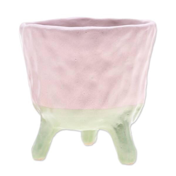Novica Handmade Pink Sprout Ceramic Flower Pot - Bed Bath & Beyond ...
