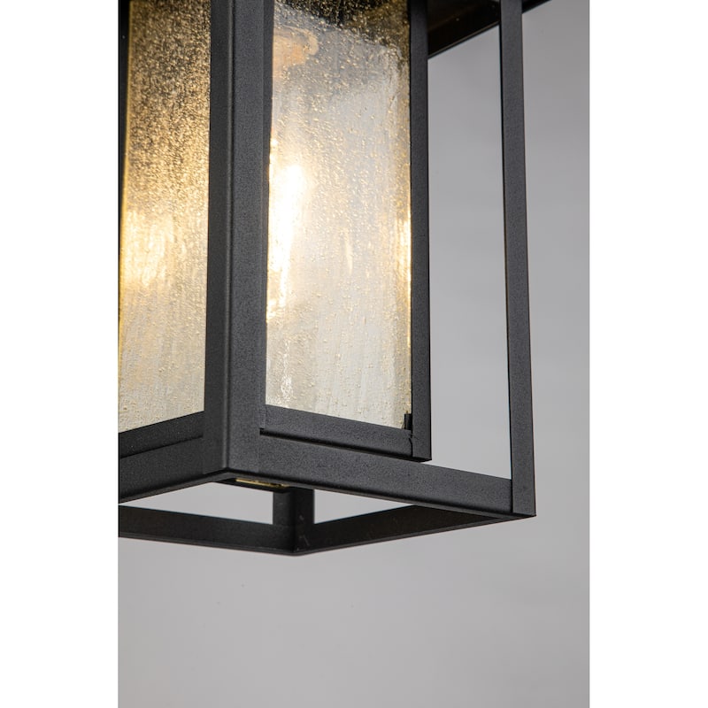 Rustic Outdoor Wall Sconce with Watered-Seeded Glass - Industrial Steel ...
