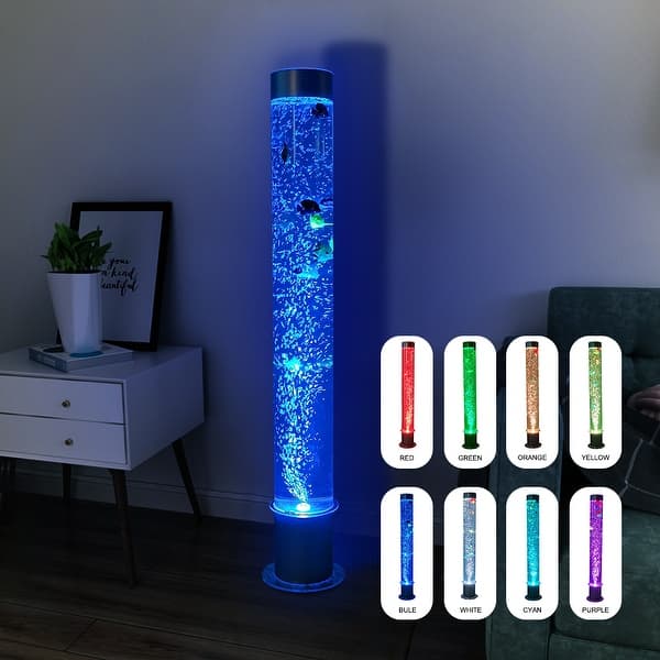 3.4 Ft LED Bubble Tube Lamp, Fake Fish Tank Bubble Light, Remote Ctrl ...