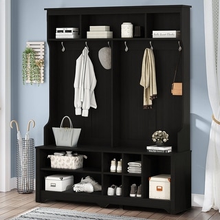 Minimalist Freestanding All-in-One Multifunctional Tall Hall Tree - Bed ...