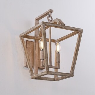 Belladepot Farmhouse Wooden Square Sconce with 2-Light Rustic Wall ...