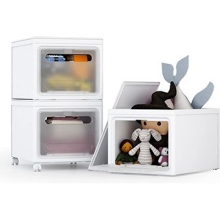 3 Pack Stackable Storage Bins with Lids with 4 Wheels - Bed Bath ...
