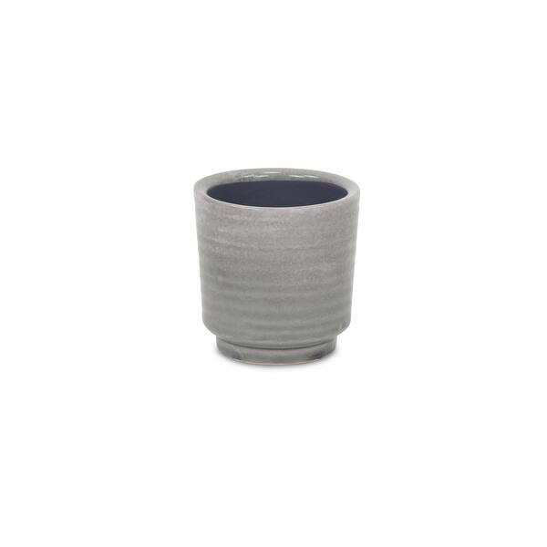 Celadon Gray Ceramic Rippled Planter - On Sale - Bed Bath & Beyond - 36361021