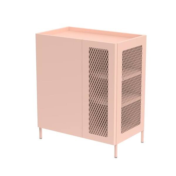 2 Door Steel Pink Storage Cabinet, Accent Storage Locker with Six ...