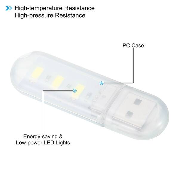 8Pcs USB Night Light Portable Plug-in LED Lamp Stick 3 Beads, Fog White ...