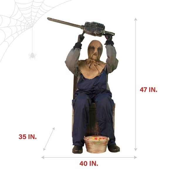 Haunted Hill Farm Chainsaw Rusty the Sitting Scarecrow by Tekky, Indoor ...