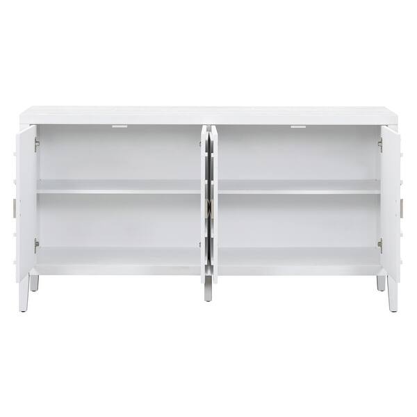 Rectangular 4 Door Entryway Table Wooden Cabinets w/Round Metal Handle ...