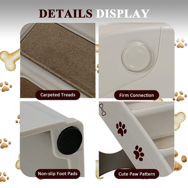 Collapsible Plastic Pet Stairs 4 Step Ladder for Small Dog and Cats ...