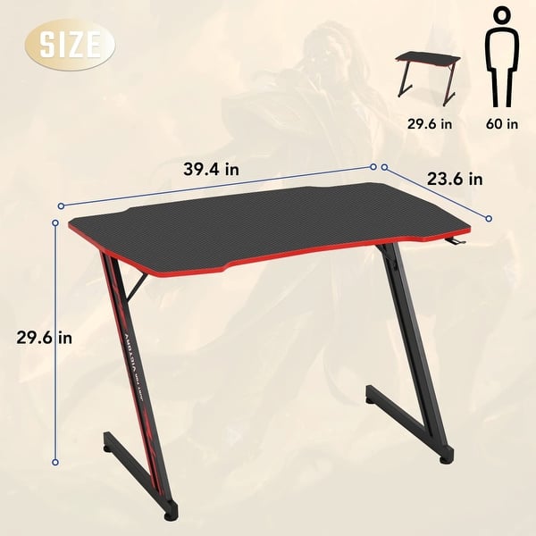 39" Gmaing Desk Computer Gaming Desk Z Shaped Gaming Workstation ...