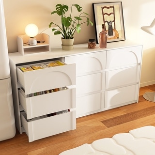 White Storage Dresser with 6 Drawers for Bedroom Dining, and Kitchen ...