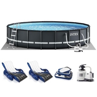 Intex 26ft x 52in Above Ground Pool w/ Inflatable Loungers and Floating ...