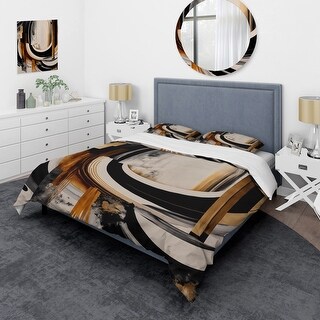 Designart "Gold Touch Art Deco IV" Black Modern - Bed Cover Set With ...