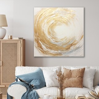Designart "Gold And White Soft Wave Vortex" Abstract Spirals Wall Art ...