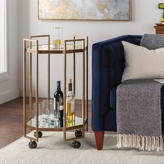 Olivi Octagon Metal and Mirrored Bar Cart with Wheels - Bed Bath ...