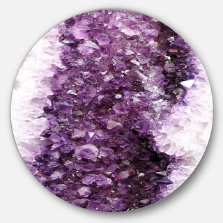Designart 'Purple Precious Stones' Abstract Digital Art Round Wall Art ...
