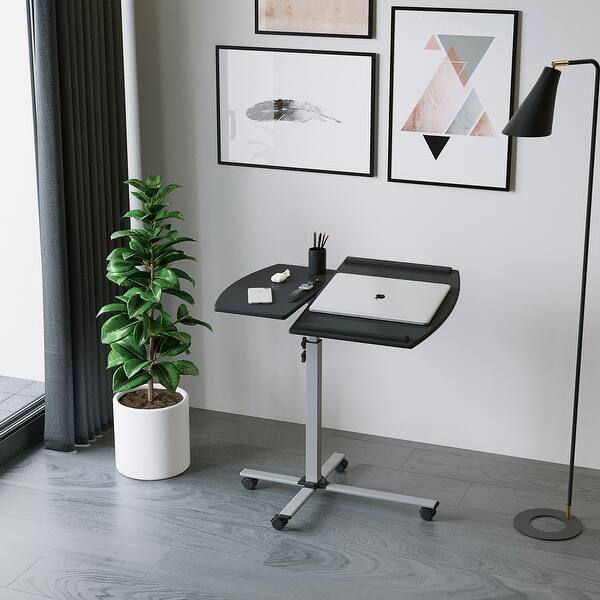 Rolling Adjustable Laptop Cart,With Two Safety Edge-Stoppers,Suitable ...