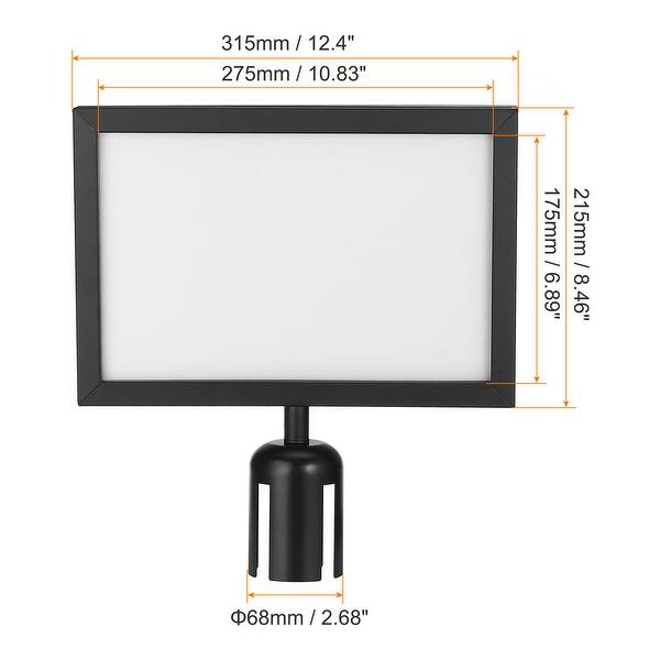 8.5x12.4 Inch Stanchion Sign Holder Top Sign Frame Horizontal Display ...