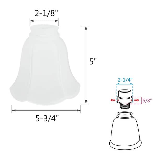 Aspen Creative Frosted Replacement Glass Shade, 2-1/8" Fitter Size, 5 ...