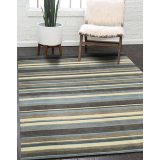 Handmade Wool Striped Rug, Vibrant Multi-Colored Area Rug for Living ...