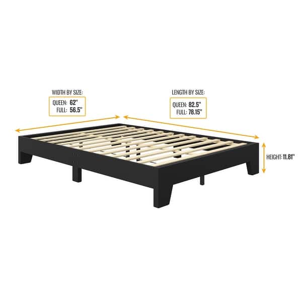 Boyd Sleep Lugano Wood Platform Bed Frame, Modern No Headboard Design ...