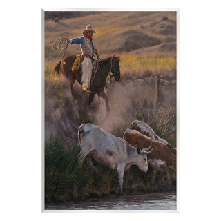 Stupell Cowboy Rounding Up Cattle Lasso Wall Plaque Art by David Graham ...