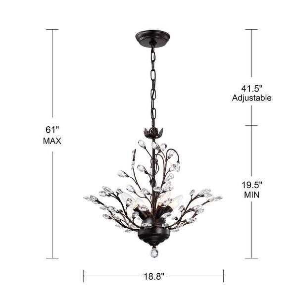 Holly 4-light Antique Copper Crystal Leaves Chandelier - 18.1 inches ...