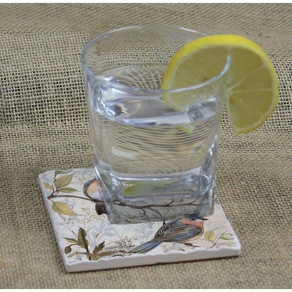 Counterart Absorbent Stone Coasters - Bluebird Study - Set of 4 - 4x4x1 ...