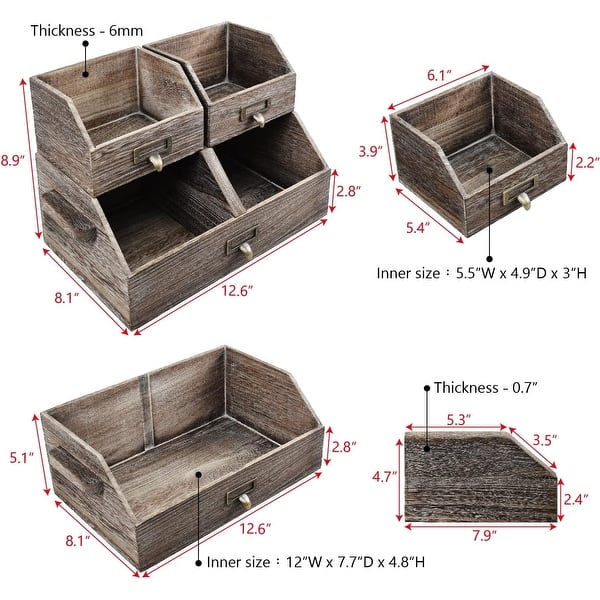 3 Pcs Set Multipurpose Countertop Wooden Stackable Storage Bin Boxes ...