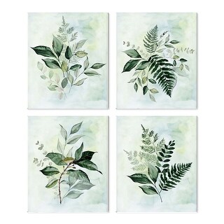 Set of 4 Botany Green Floral Botanical Wall Art Canvas Prints 8" x 10 ...