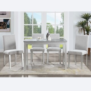 5 Pc Kitchen Table Set with a Rectangular Table and 4 Chairs, Grey ...